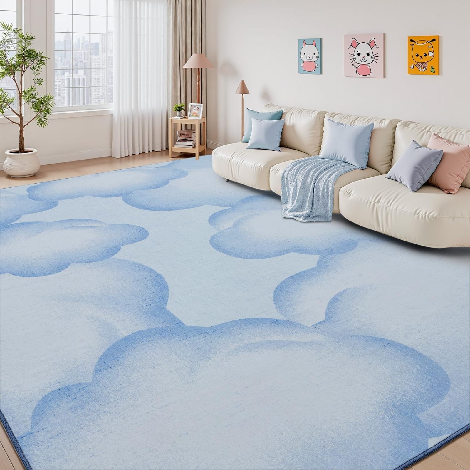 Blue Cute Area Rugs For Nursery Playroom Soft Rugs For Living Room ...