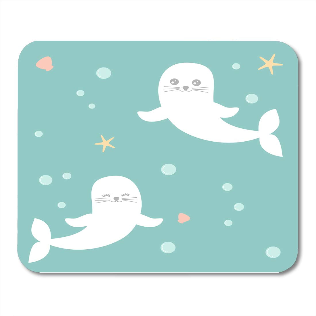 Blue Cute Cartoon Seals in The Sea Baby Character Drawing Face Mousepad ...