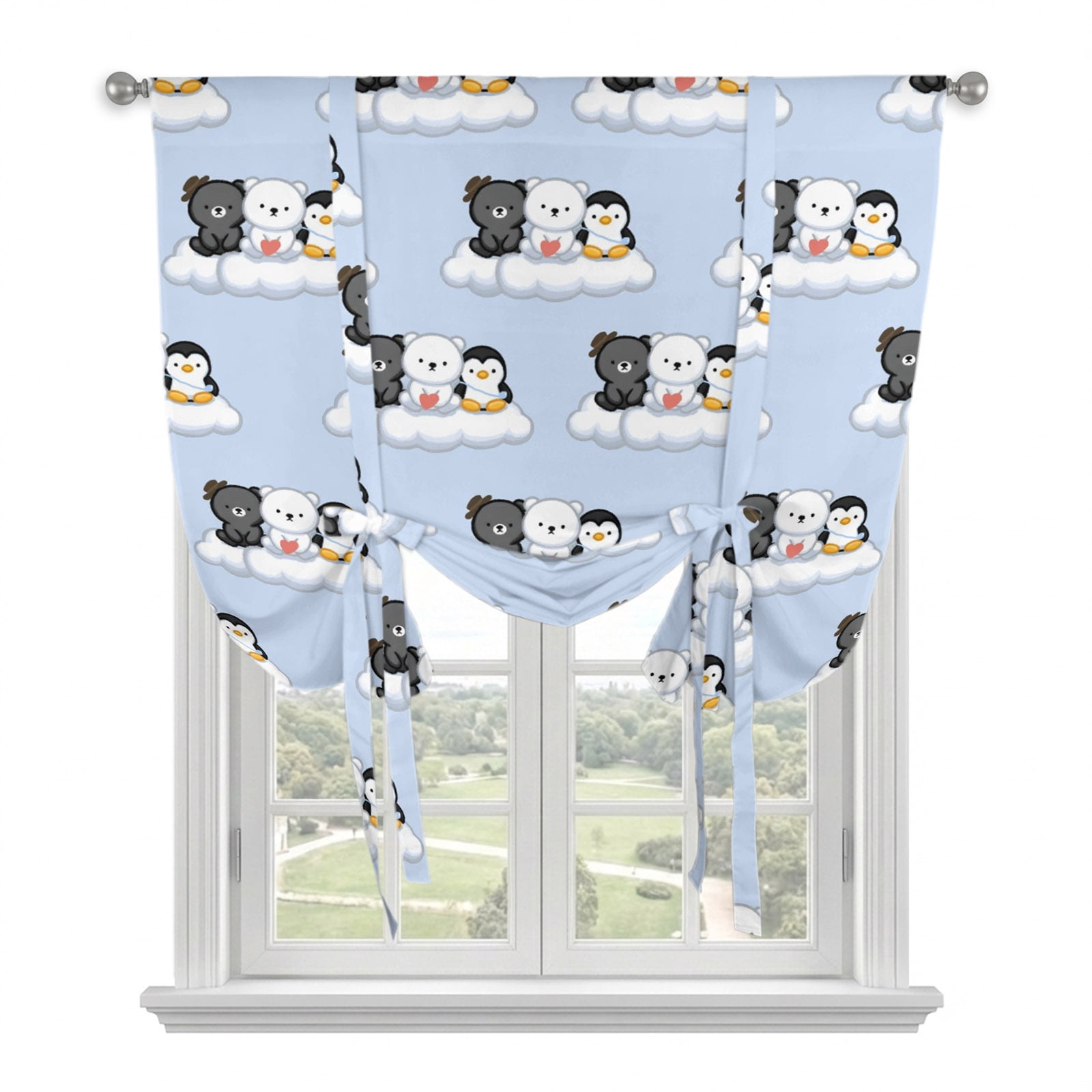 Blue Cute Cartoon Tie Up Curtains for Window, Thermal Insulated Balloon ...