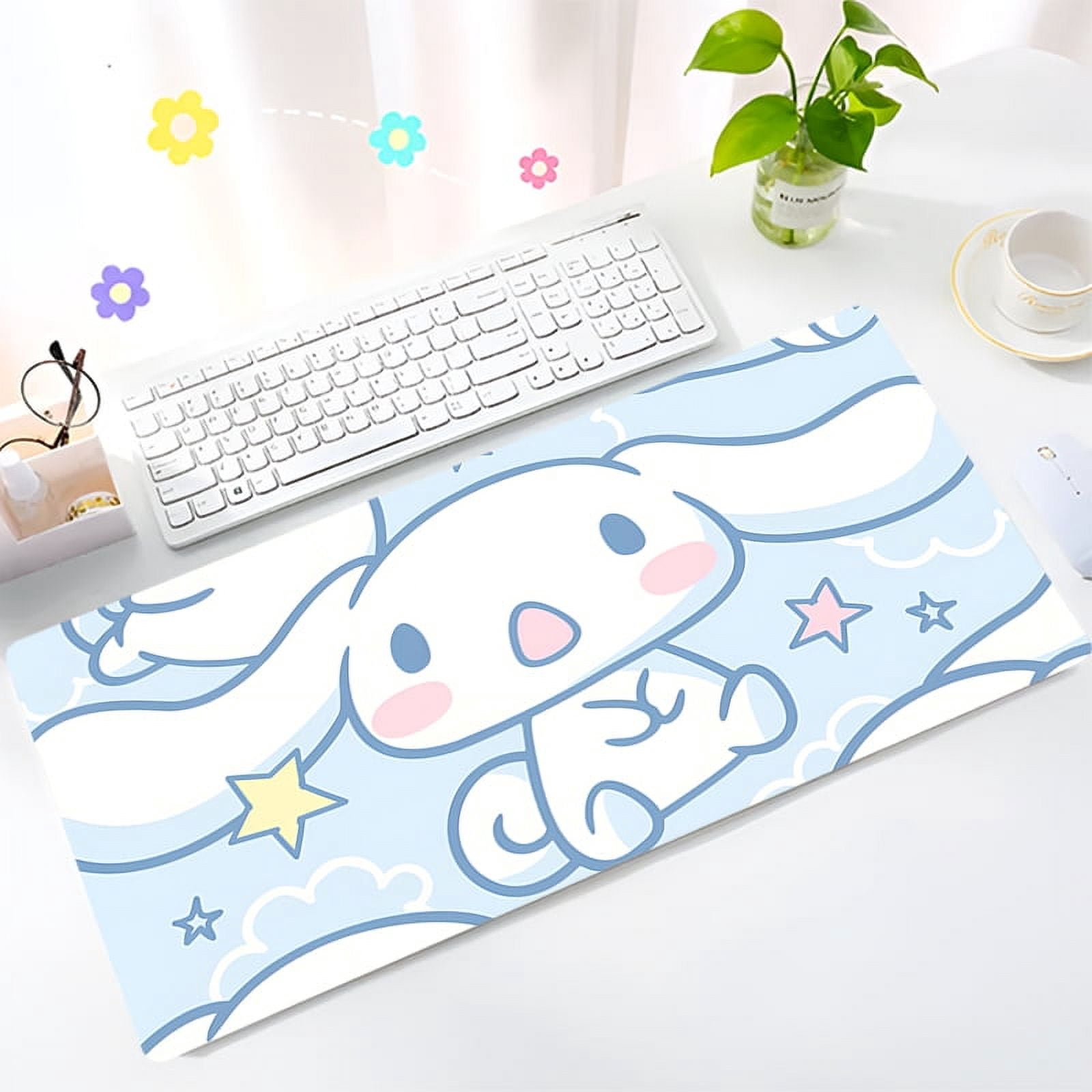 Blue Cute Cinnamoroll Mouse Pad Laptop Kawaii Bow Anime Extended Desk ...