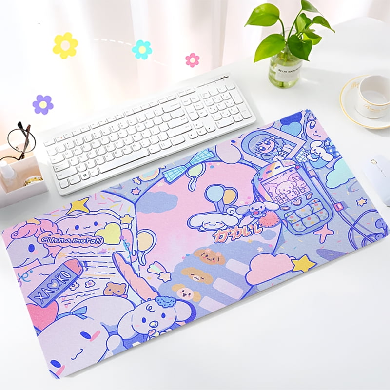 Blue Cute Cinnamoroll Mouse Pad Laptop Kawaii Bow Anime Extended Desk ...