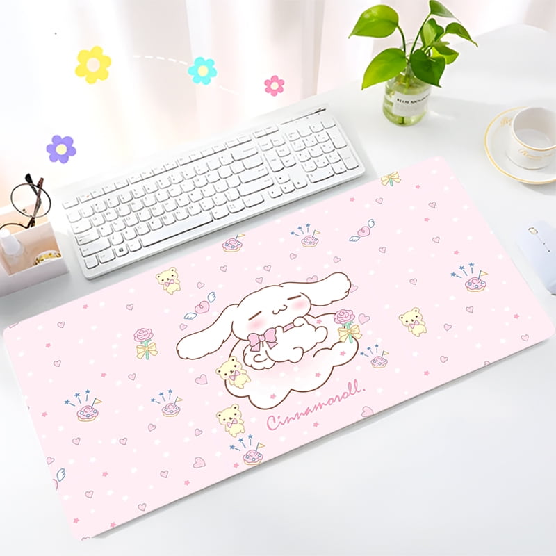 Blue Cute Cinnamoroll Mouse Pad Laptop Kawaii Bow Anime Extended Desk ...