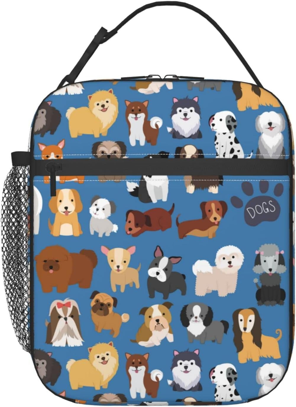Blue Cute Dogs Lunch Bag Puppy Set Lunch Box Insulated Meal Bag Food ...