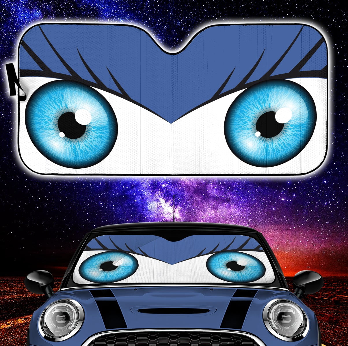 Blue Cute Eyes Cartoon Auto Sun Shades - Walmart.com