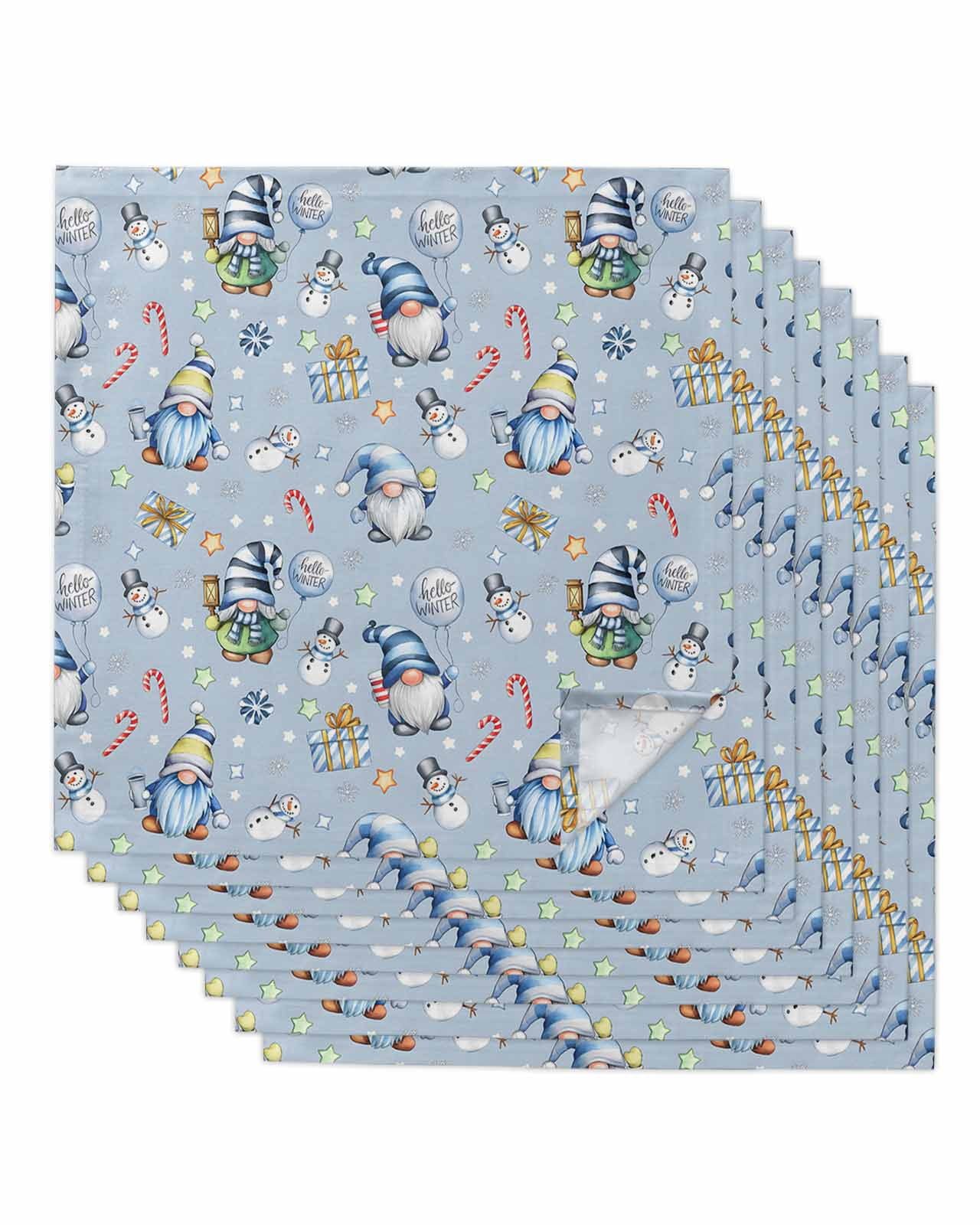 Blue Cute Gnomes Cloth Napkins Set of 8 Reusable Dinner Napkins ...