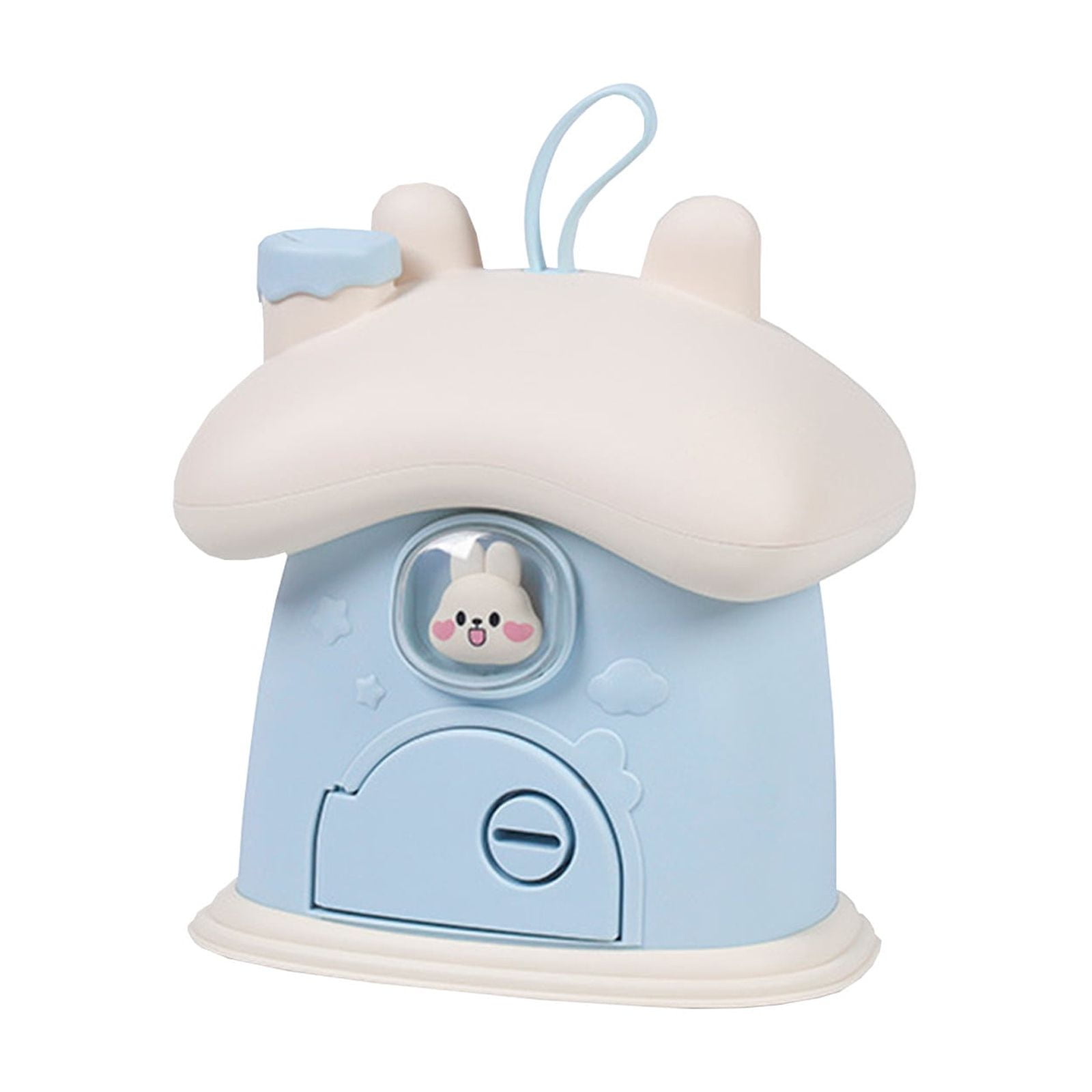 Blue Cute House Shape Money Bank For Kids Savings Box With Lock And Key ...