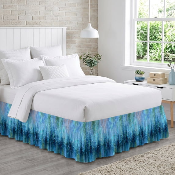 Blue Cyan Bubbles Bed Skirt Queen Size 16 Inch Drop, Abstract Nature ...