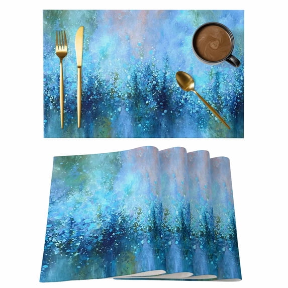 Blue Cyan Bubbles Cotton Linen Placemats Set of 1, Abstract Nature ...