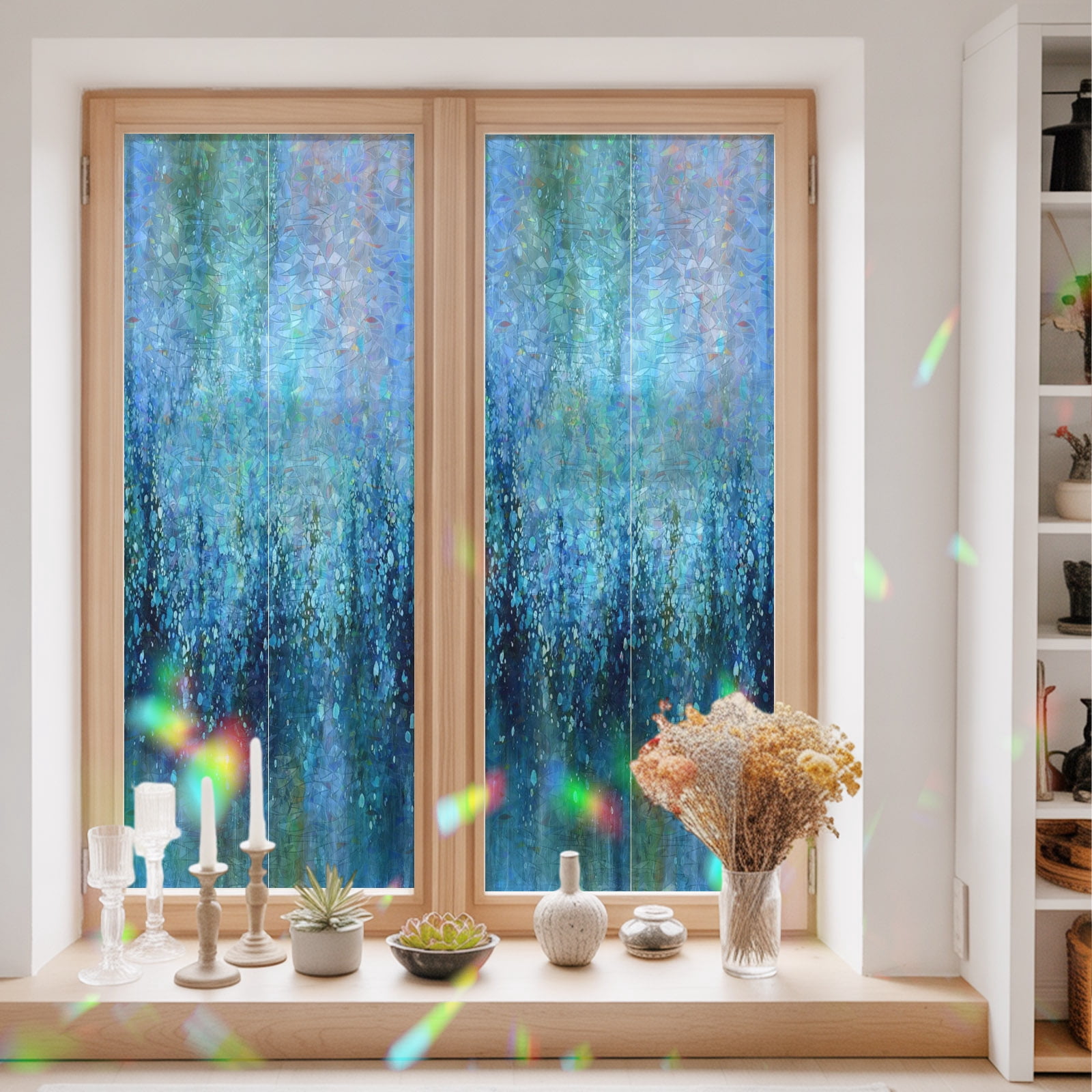 Blue Cyan Bubbles Window Privacy Film Abstract Nature Dreamy Static ...