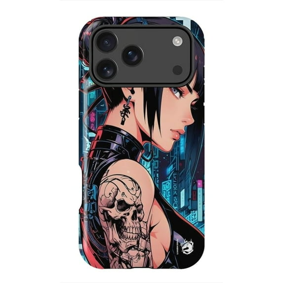 Blue Cyberpunk City Girl Neon Night Aesthetic Case with iPhone 17 to 11 ...