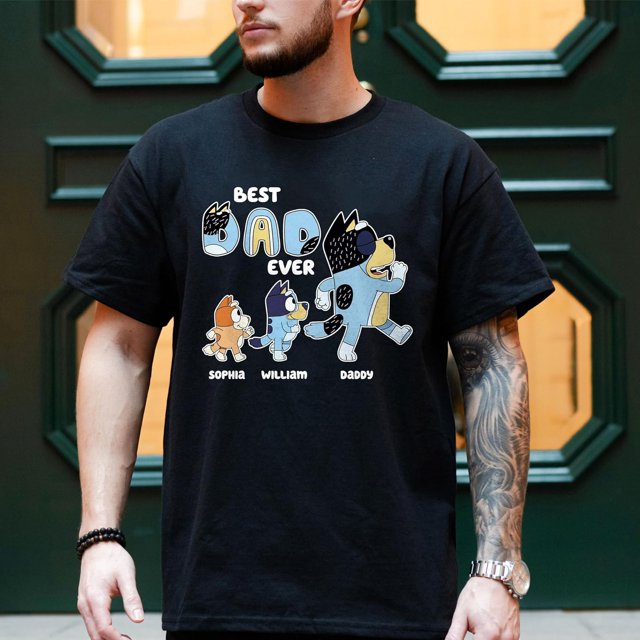 Blue Dad Shirt Personalized, Best Dad Ever Blue Shirt - Walmart.com