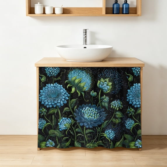 Blue Dahlia Cabinet Curtains 11" W x 13" L, Country Pastoral Vintage ...