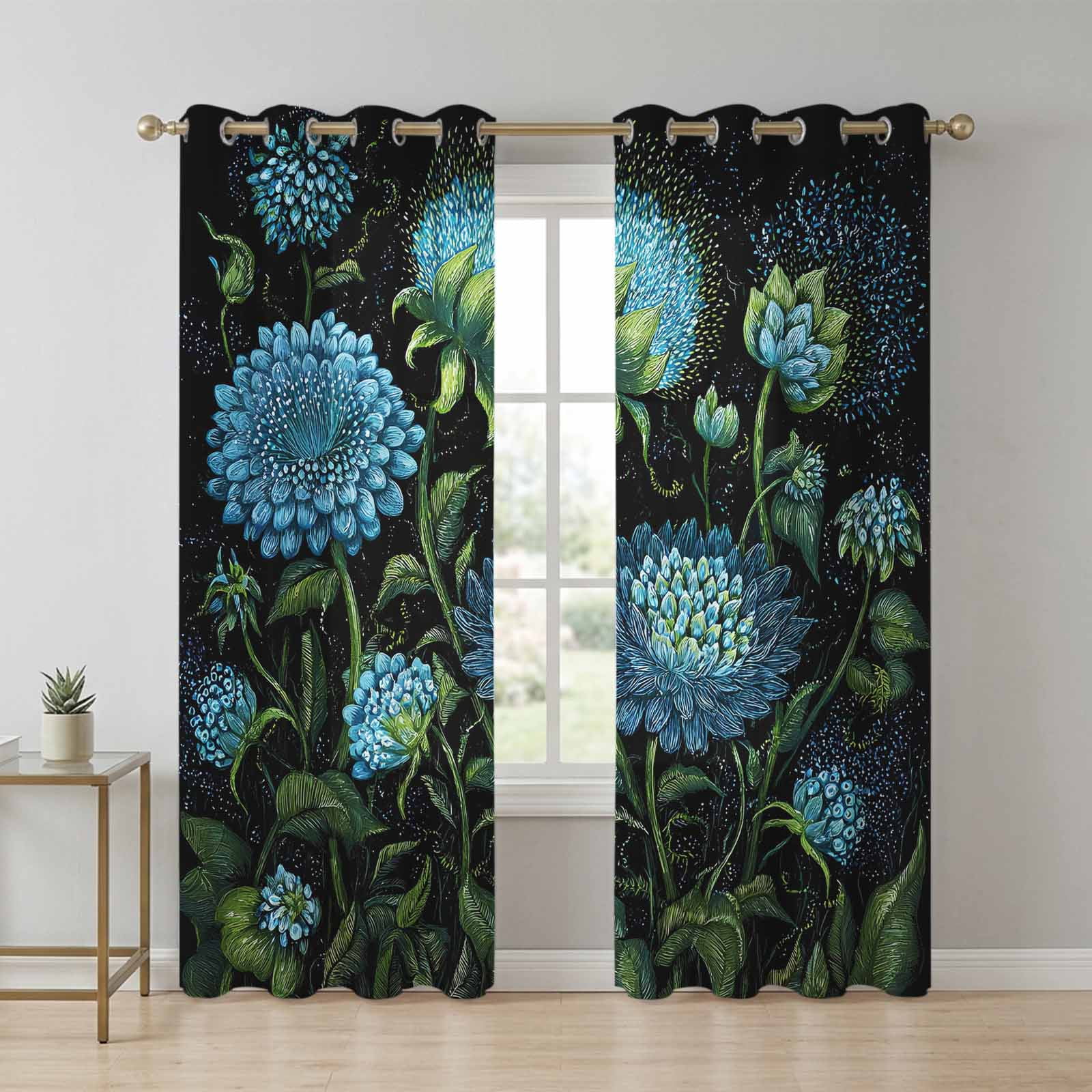 Blue Dahlia Sheer Curtains 72 Inch Long 2 Panels, Country Pastoral ...