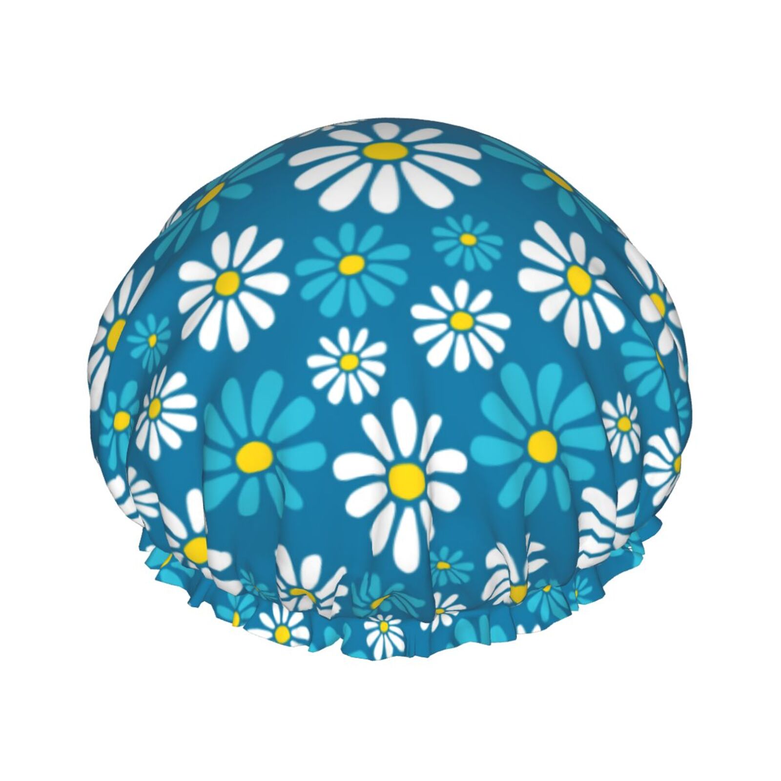 Blue Daisies Flowers Shower Cap, Reusable Bath Hair Hat for all Hair ...