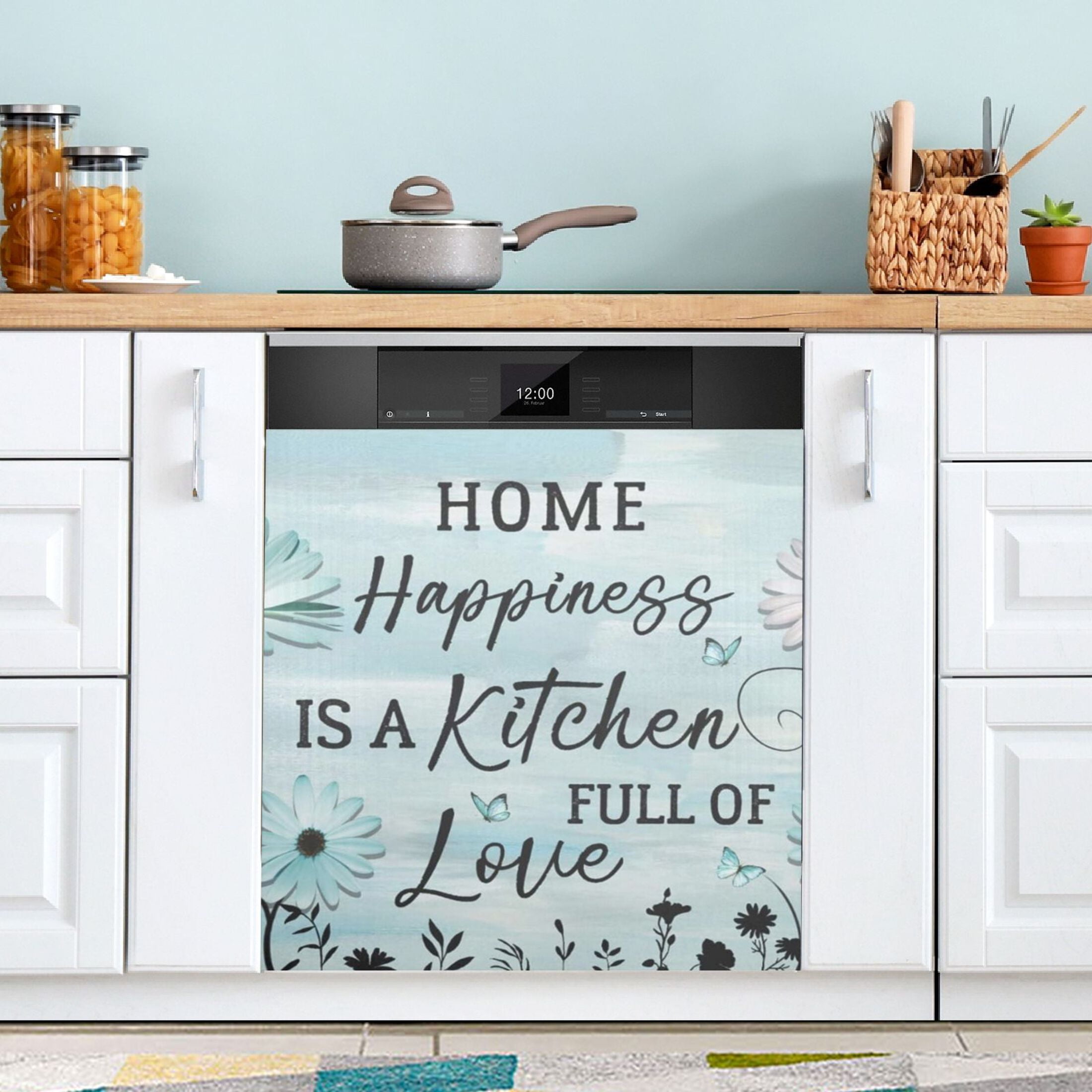 Blue Daisy Dishwasher Magnet Cover Reuseable Refrigerator Magnet Cover ...