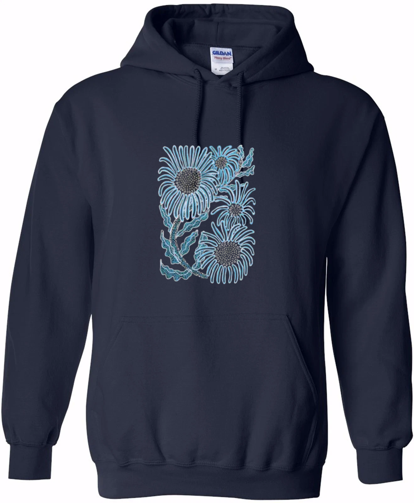 Blue Daisy Flower Botanical Garden Inspired Graphic Art Style Hoodie ...