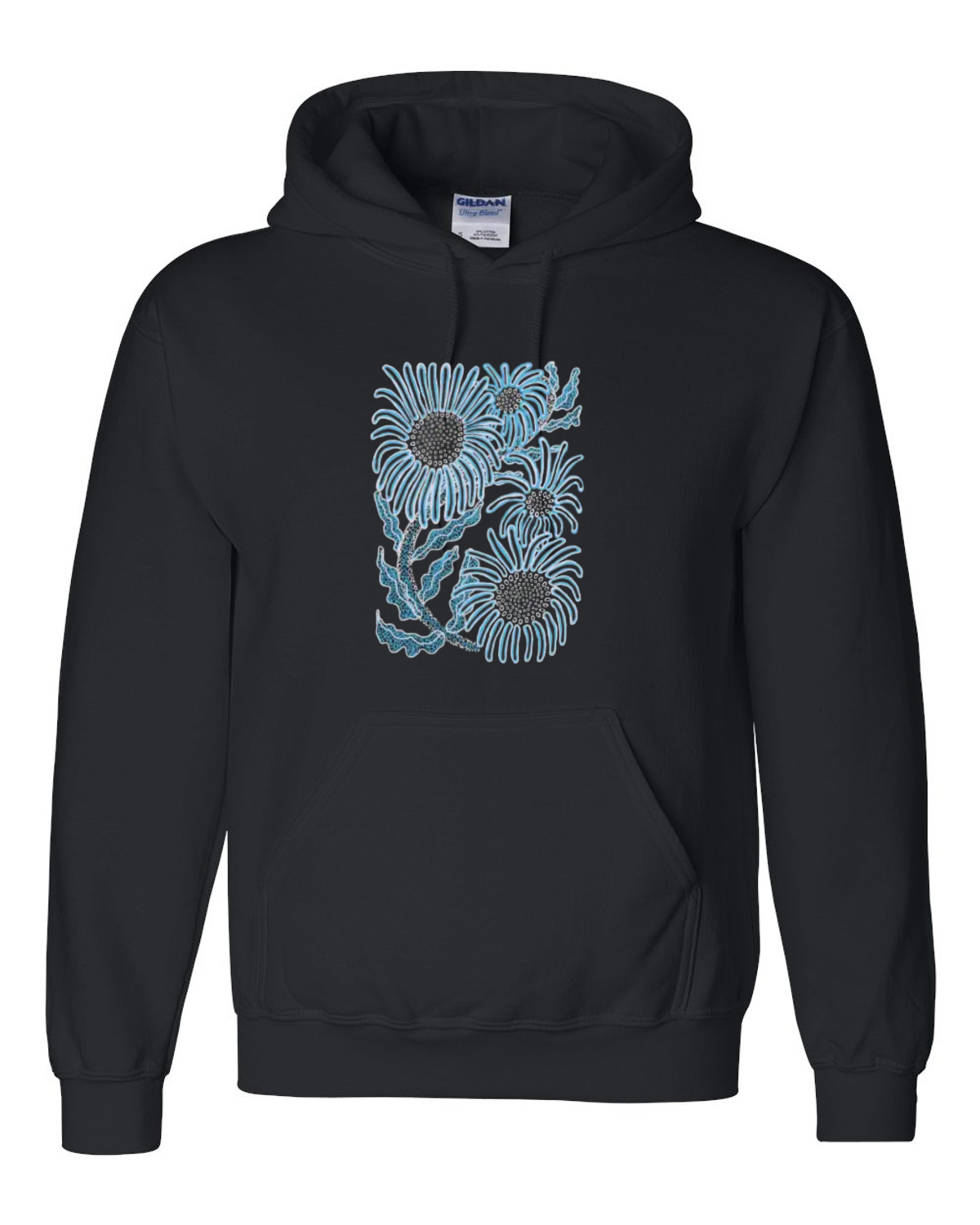 Blue Daisy Flower Botanical Garden Inspired Graphic Art Style Hoodie ...