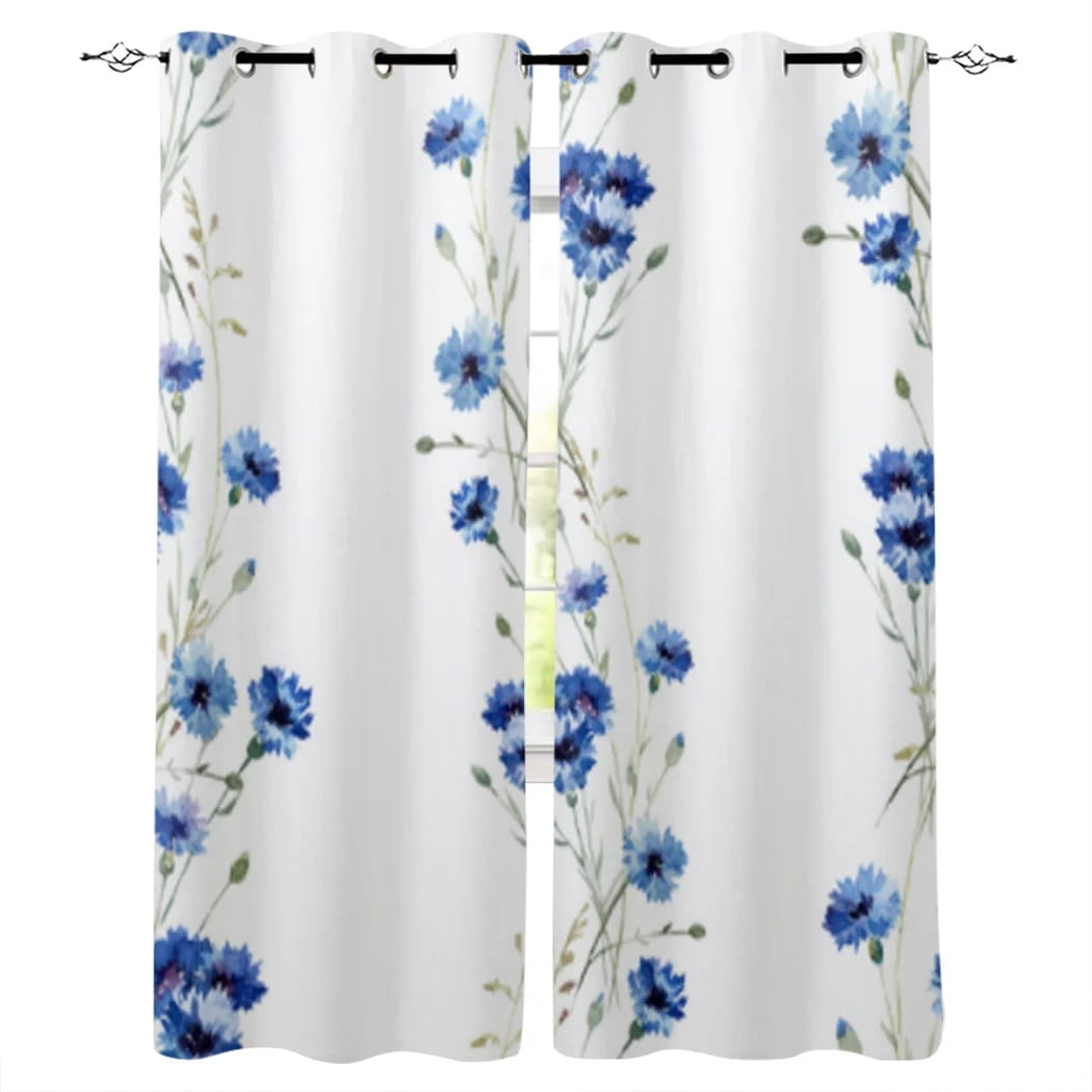 Blue Daisy Flower Window Curtain For Living Room Bedroom Luxury chen ...