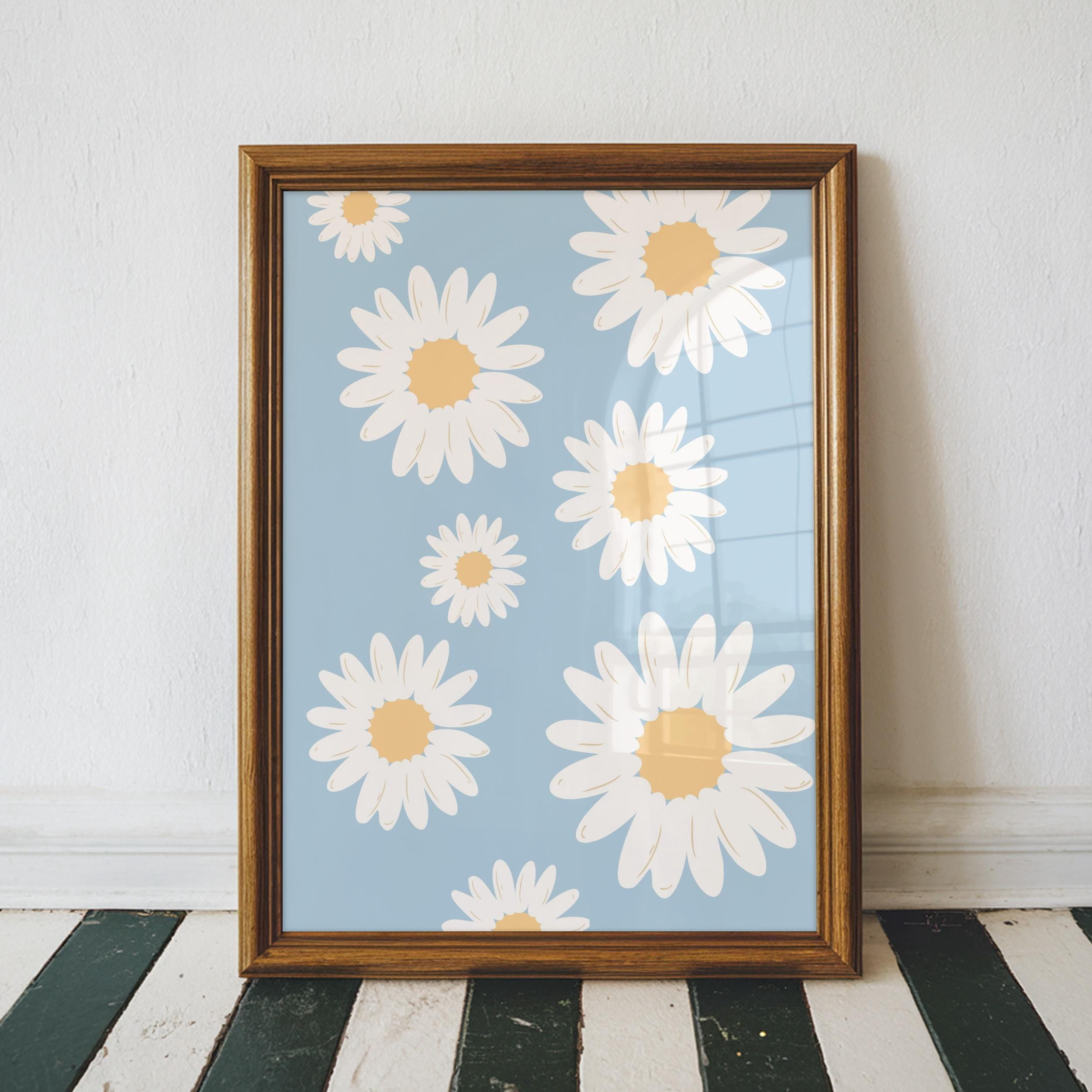 Blue Daisy Giclee Print Colorful Floral Wall Art Home Decor Office Wall ...