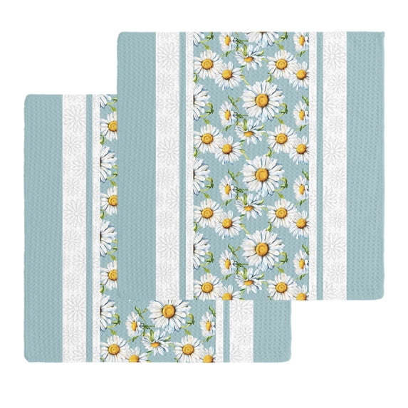 Blue Daisy Kitchen Dish Towels for Drying Dishes Set of 2, Farmhouse ...