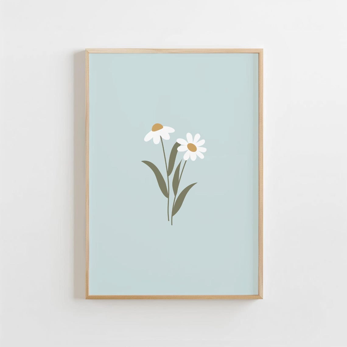 Blue Daisy Print Floral Nursery Wall Art Girls Room Unframed Paper ...