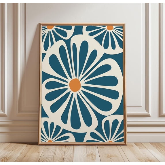 Blue Daisy Retro Floral Poster, Unframed Paper Poster 16x20in - Walmart.com