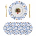 Blue Daisy Round Placemats Set of 4, Braided Polypropylene Place Mats ...