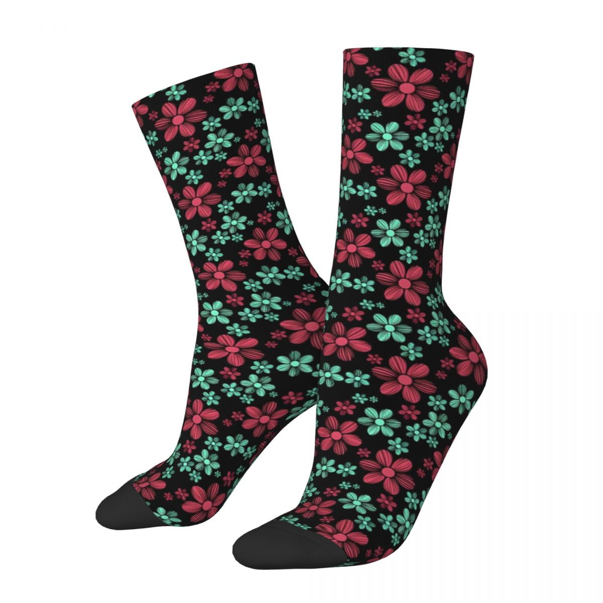 Blue Daisy Socks Winter Beautiful Flower Print Stockings Vintage Women ...