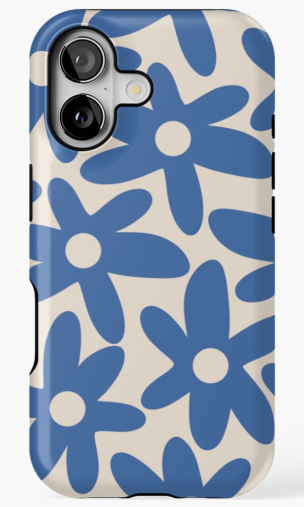 Blue Daisy Time Cute Retro Floral Pattern Scandi Style Design Phone ...