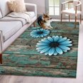 Blue Daisy Washable Area Rug 4x6 Butterfly Farmhouses Countryside Wood ...