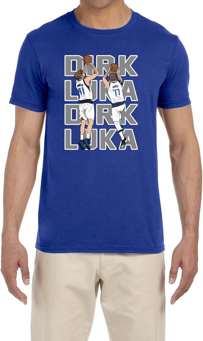 Blue Dallas Luka Doncic Dirk Nowitzki Text Pic T-Shirt - Walmart.com