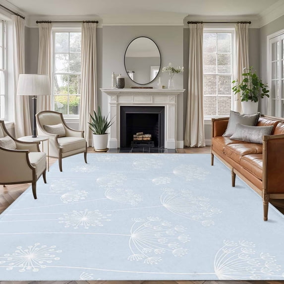 Blue Dandelion Area Rugs 5'x7', Washable Small Throw Rugs for Laundry ...