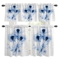 Blue Dandelion Kitchen Curtains Set for Windows, Watercolor Blue ...