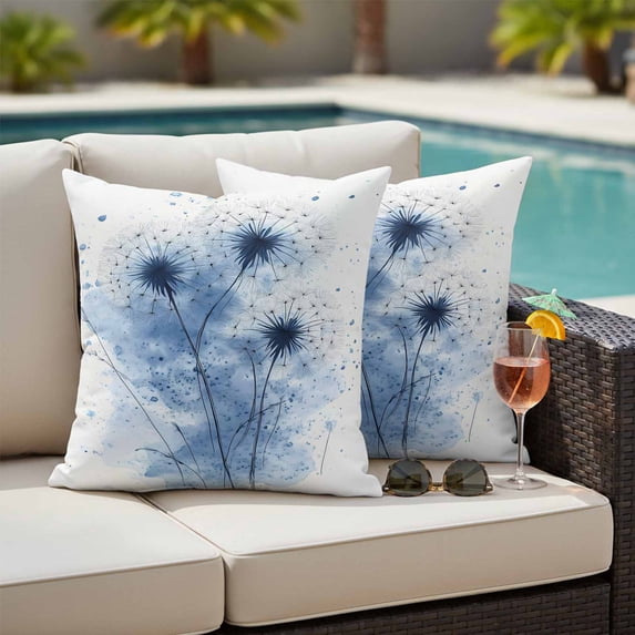 Blue Dandelion Outdoor Pillow Covers 26x26 Inch Throw Pillow Covers Set ...