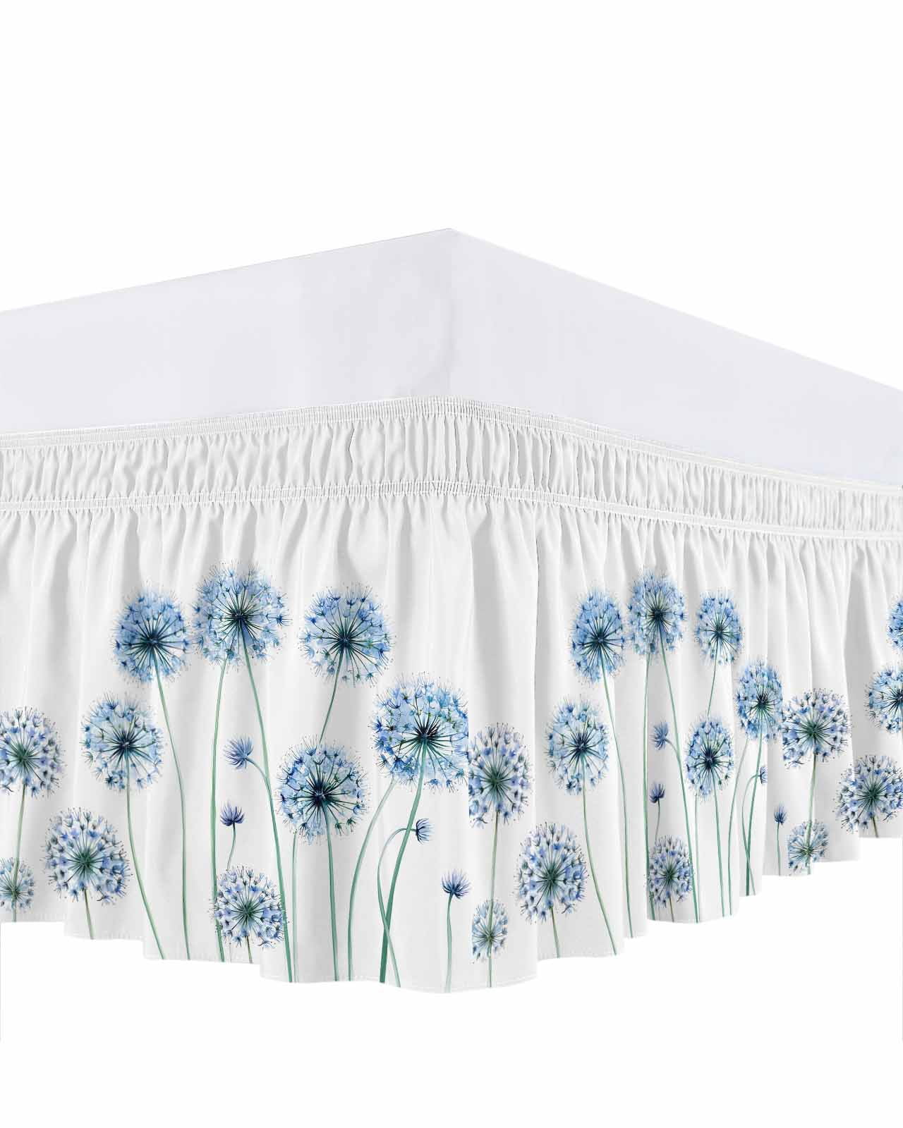 Blue Dandelion Ruffle Bed Skirt King Size Farmhouse Flower Plant ...