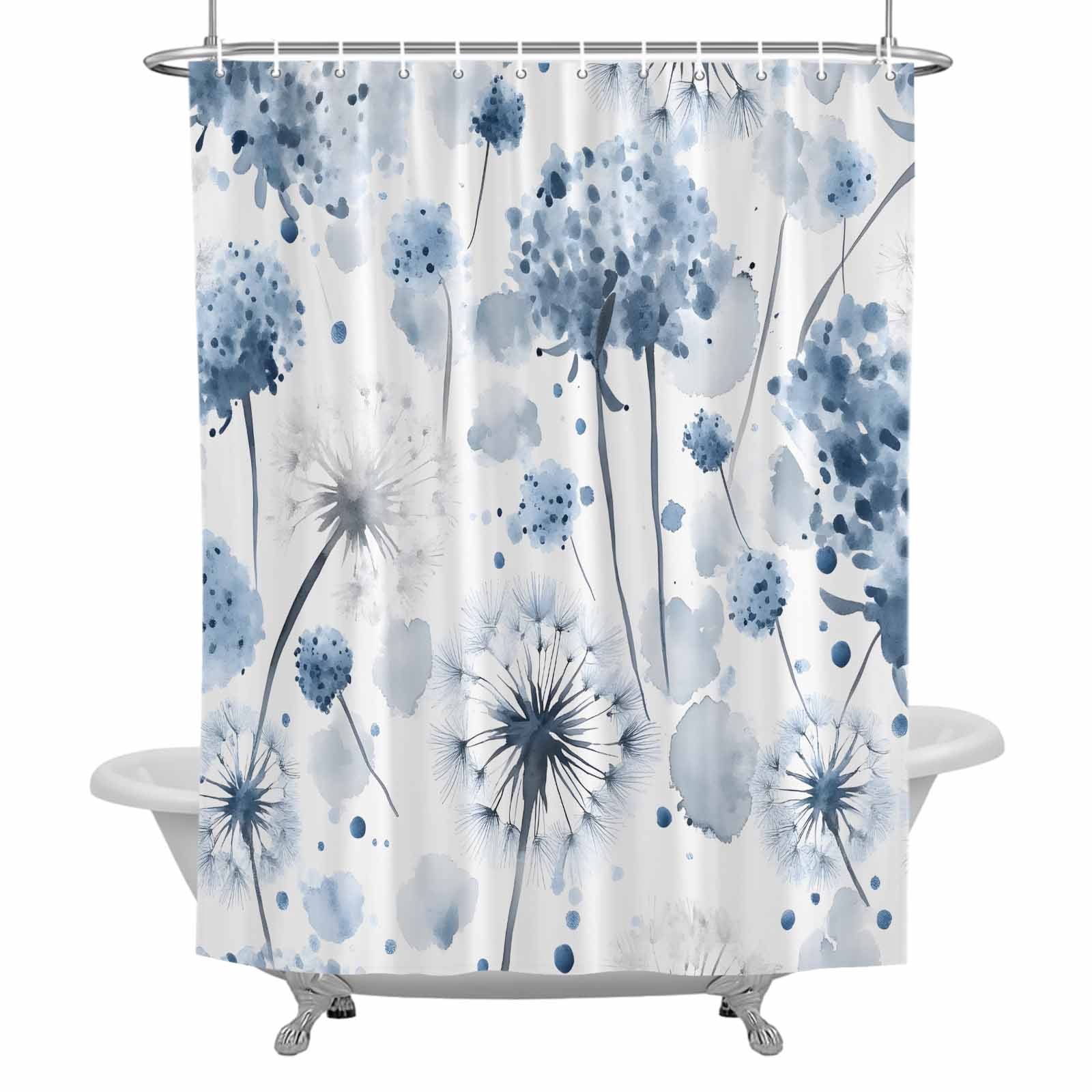 Blue Dandelion Shower Curtain for Bathroom, Pastoral Flower Spring ...
