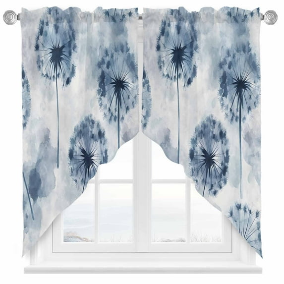 Blue Dandelion Swag Kitchen Curtain Valances, Pastoral Flowers Spring ...