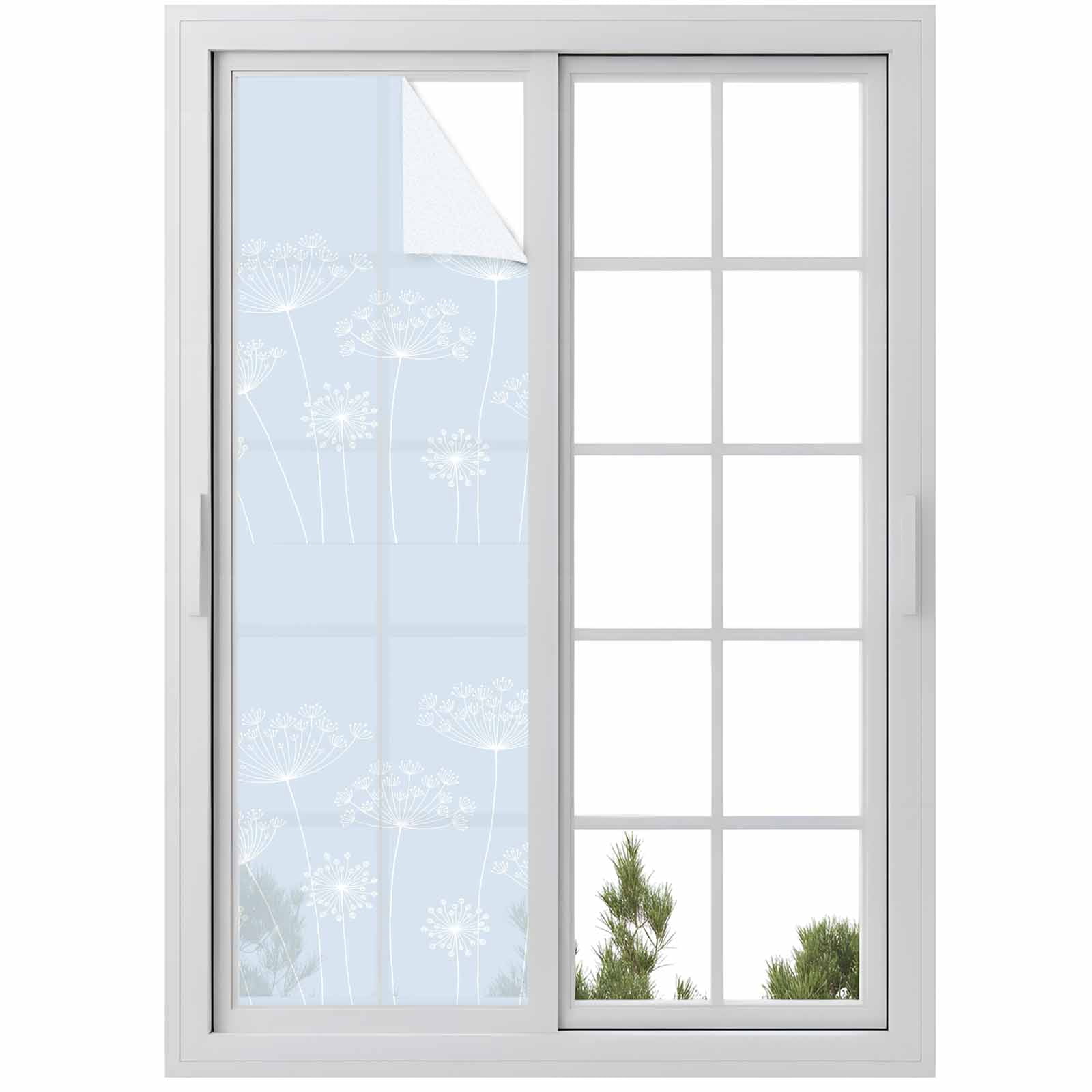 Blue Dandelion Window Privacy Film, Spring Modern Minimalist Country ...