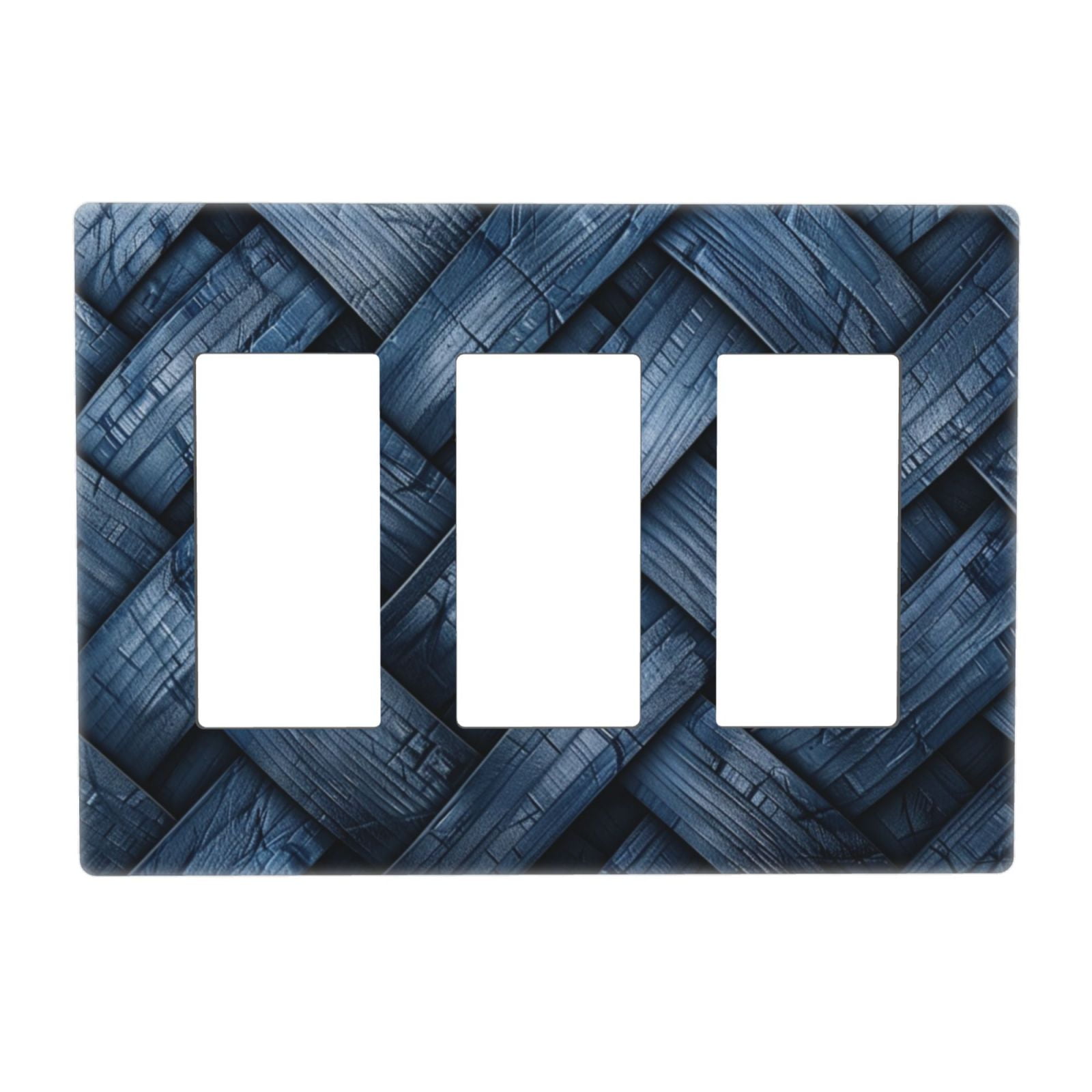 Blue Dark Fabric Mix 3 Gang Toggle Light Switch Cover Decorative Switch ...