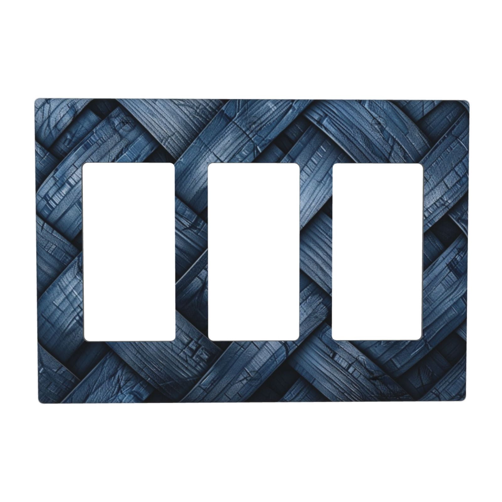 Blue Dark Fabric Mix 3 Gang Toggle Light Switch Cover Decorative Switch ...