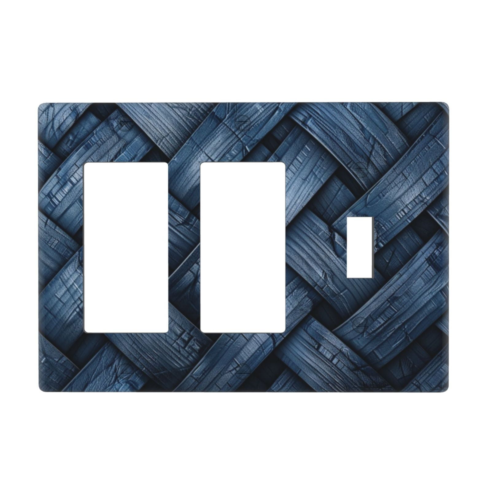 Blue Dark Fabric Mix 3 Gang Toggle Light Switch Cover Decorative Switch ...