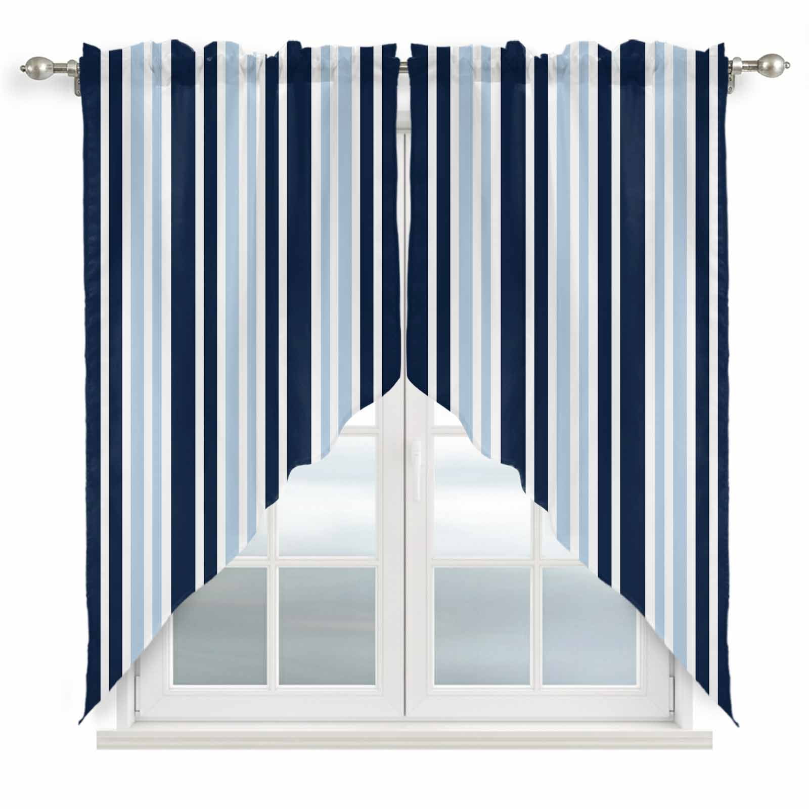 Blue Dark Swag Curtain Valance for Window 2 Panels Blue Striped ...