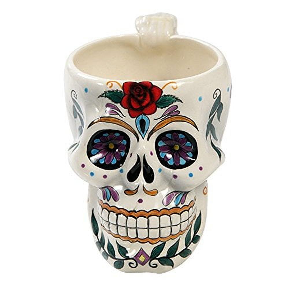 Blue Decorated Day Of The Dead Skull Drinking Mug Home Decor - Walmart.com
