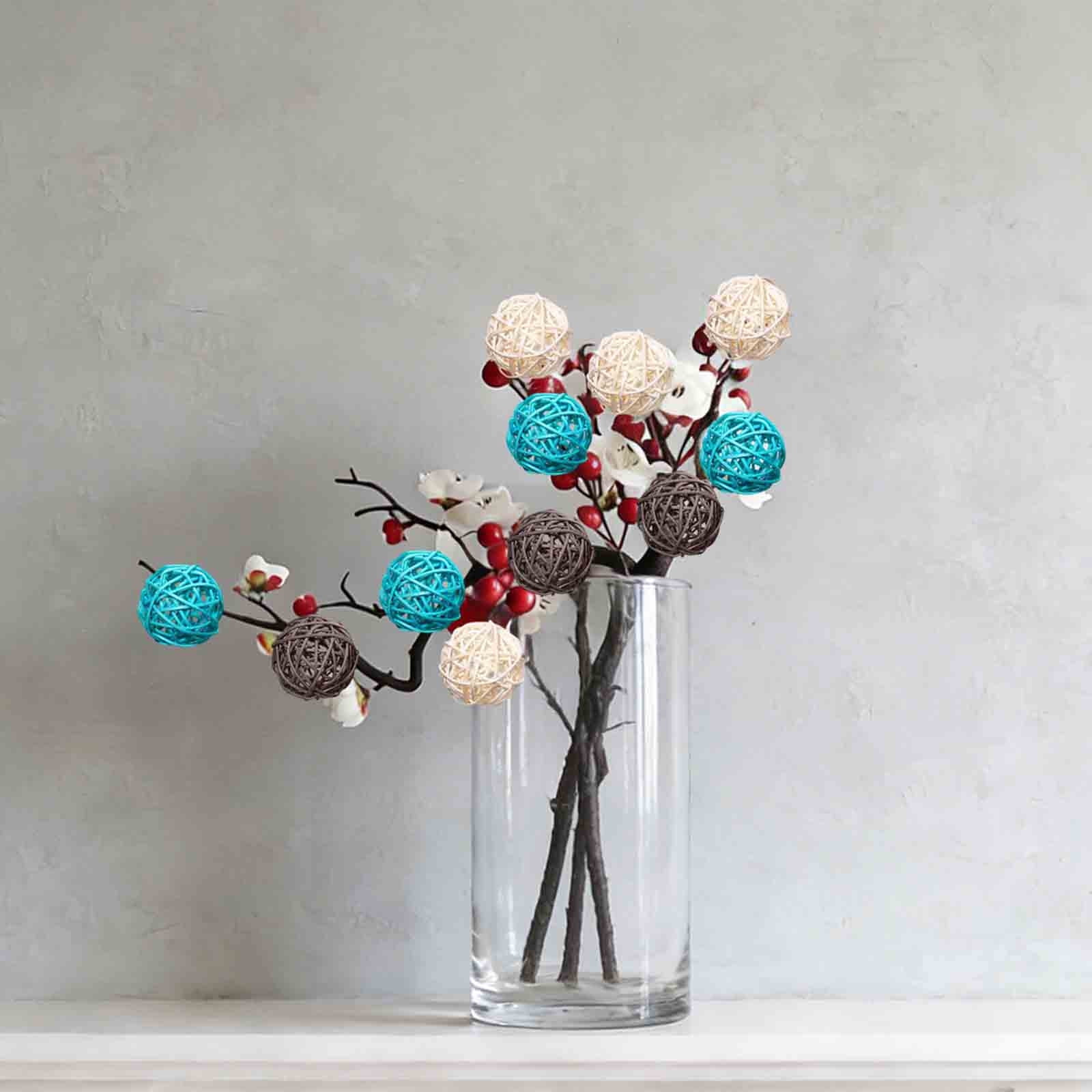 Blue Decorative Wicker Ball Vase Filler for Centerpieces Wedding Party ...