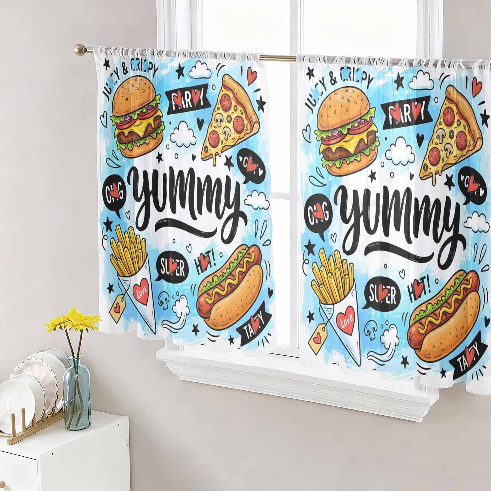 Blue Delicacy Sheer Curtains for Living Room Bedroom Cartoon Funny ...