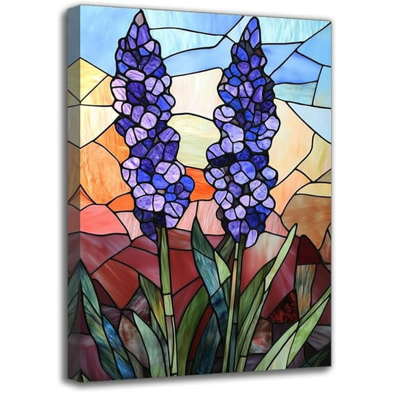 Blue Delphiniums/lavenders Canvas Wall Art Print - Framed Modern ...