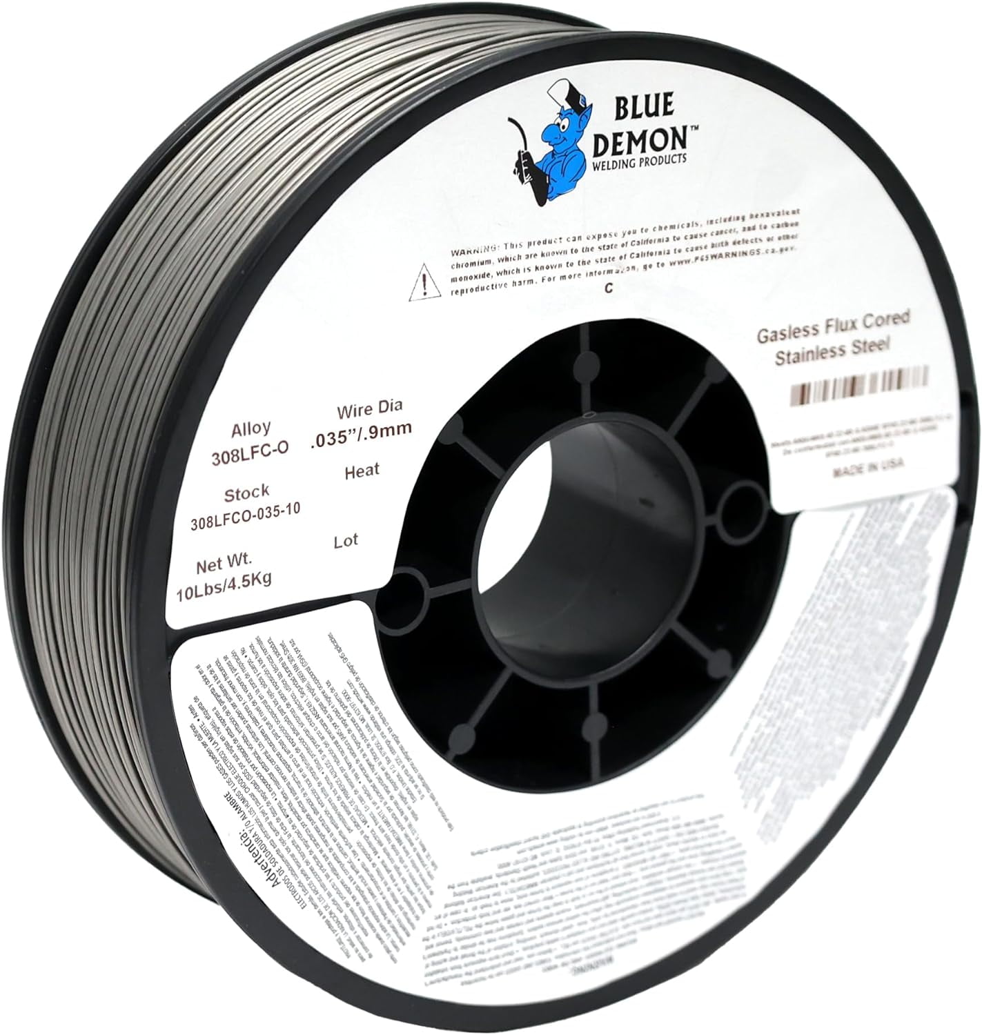 Blue Demon 308LFC-O X .035 X 10# Spool stainless steel flux cored ...