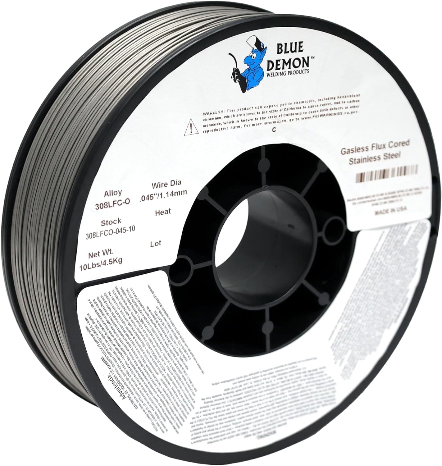 Blue Demon 308LFC-O X .045 X 10# Spool stainless steel flux cored ...