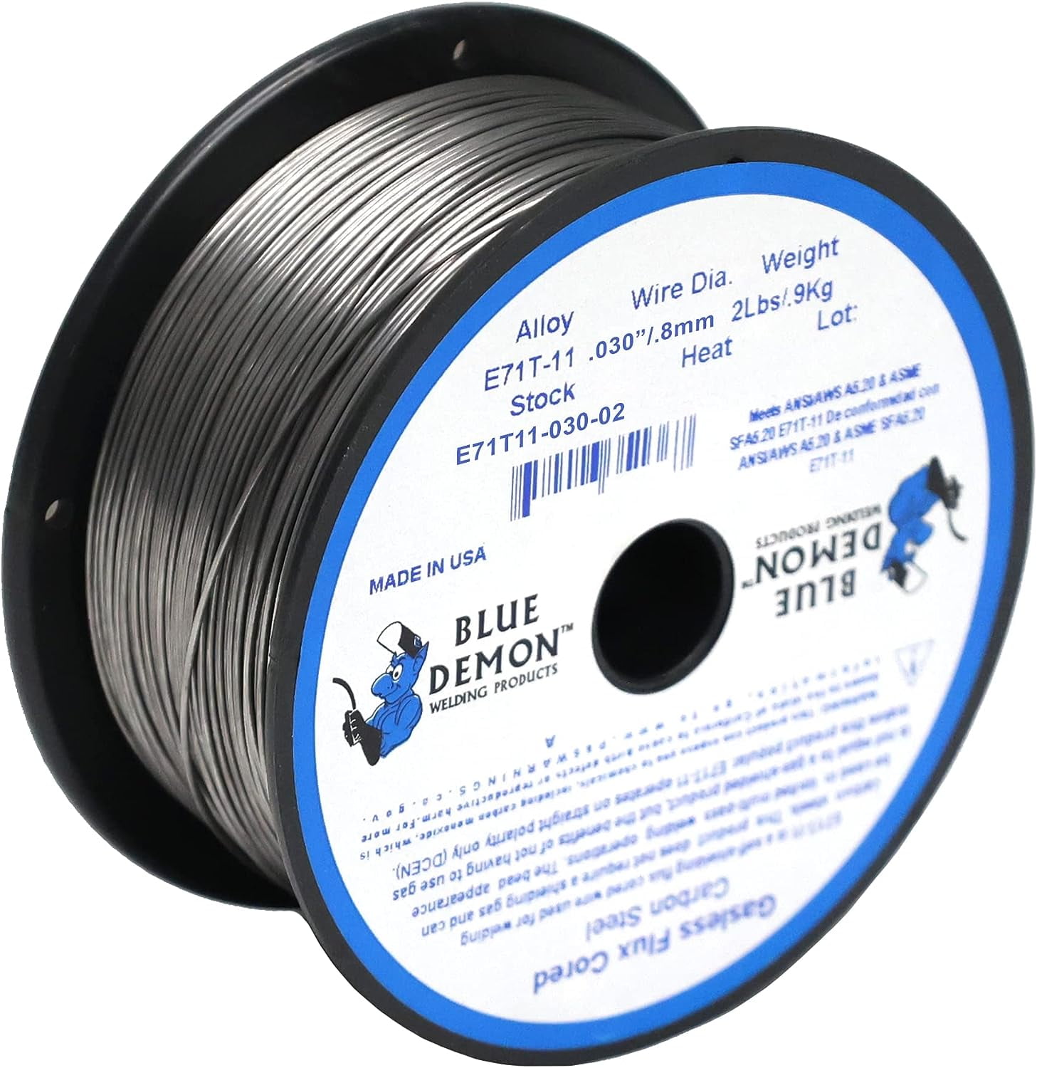 Blue Demon E71T-11 Spool Gasless Flux Core Welding Wire, 0.03 Silver ...