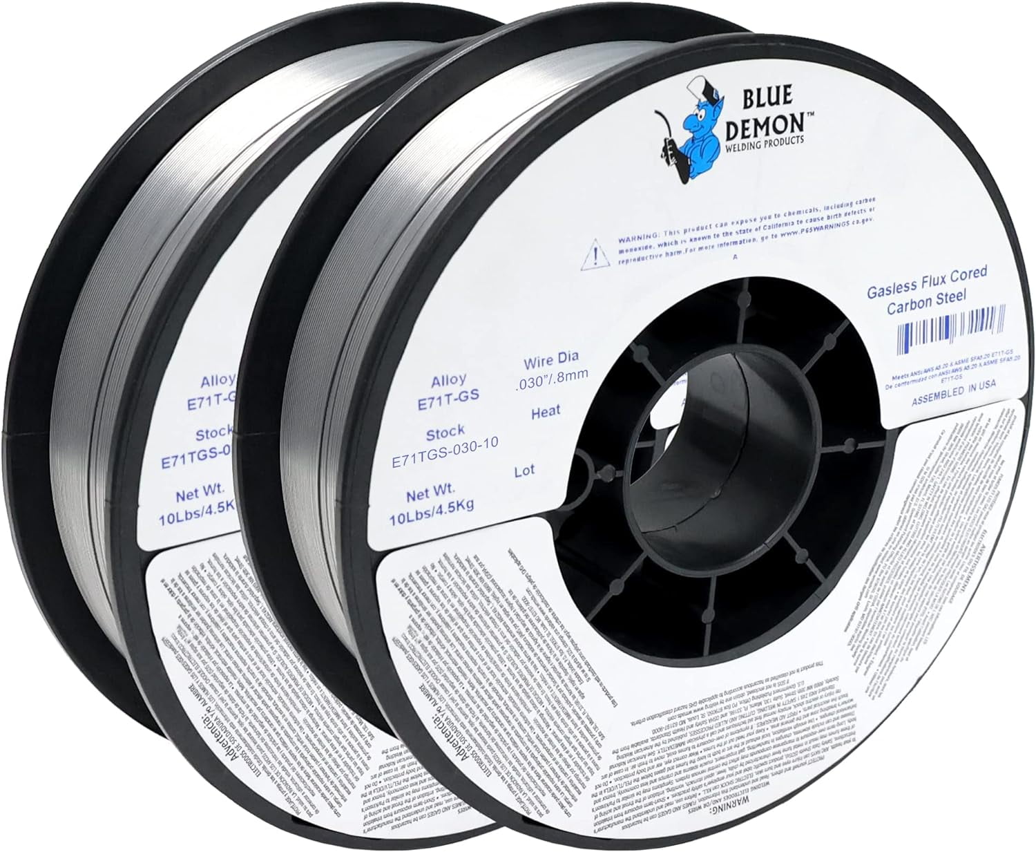 Blue Demon E71TGS X .030” X 10 LB X 2 Pack MIG/GMAW Gasless Flux Core ...